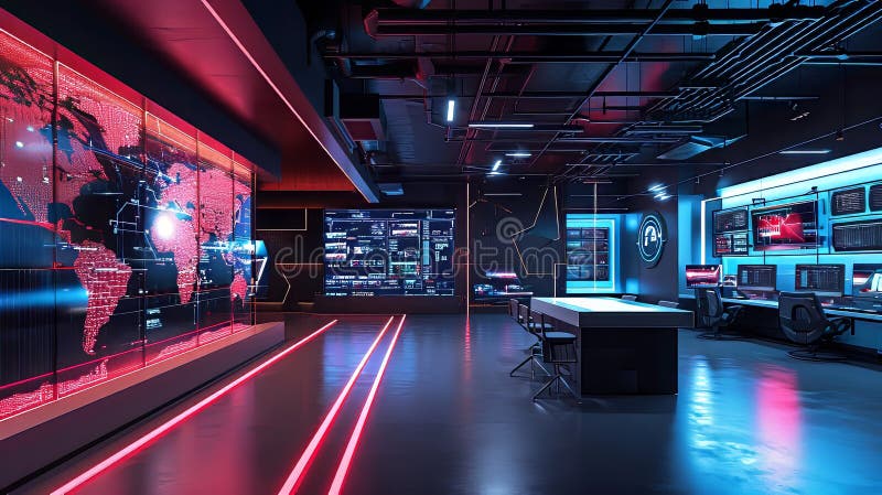 Tech Hub Room Design stock illustration. Illustration of functional ...