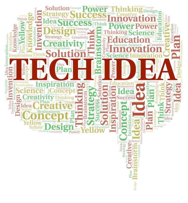 Tech Idea Typography Word Cloud Create with the Text only. Stock ...