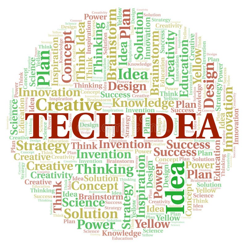 Tech Idea Typography Word Cloud Create with the Text only. Stock ...