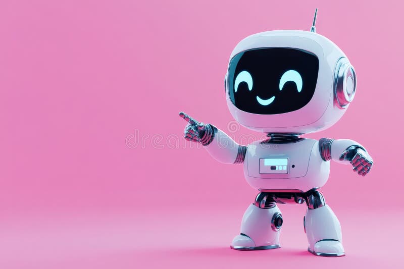 A Tech Illustration Shows a Happy Robot Dancing with a Pink Background ...