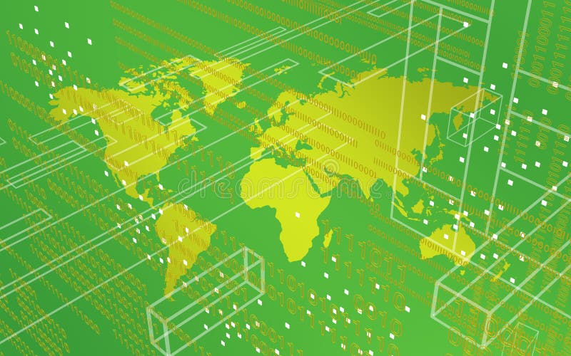 Worldmap in Tech Environment Over Green Background Stock Image - Image ...