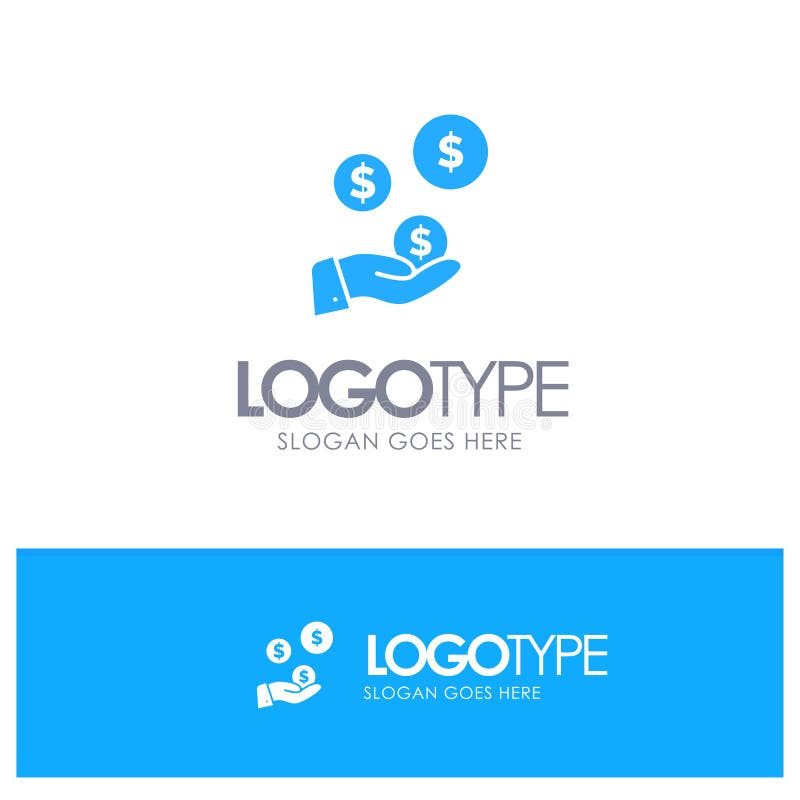 Tech Industry, Hand, Dollar, Industry Blue Solid Logo with Place for ...