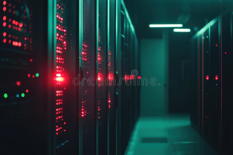 Tech Infrastructure: Cinematic View of Modern Data Center Server Racks ...