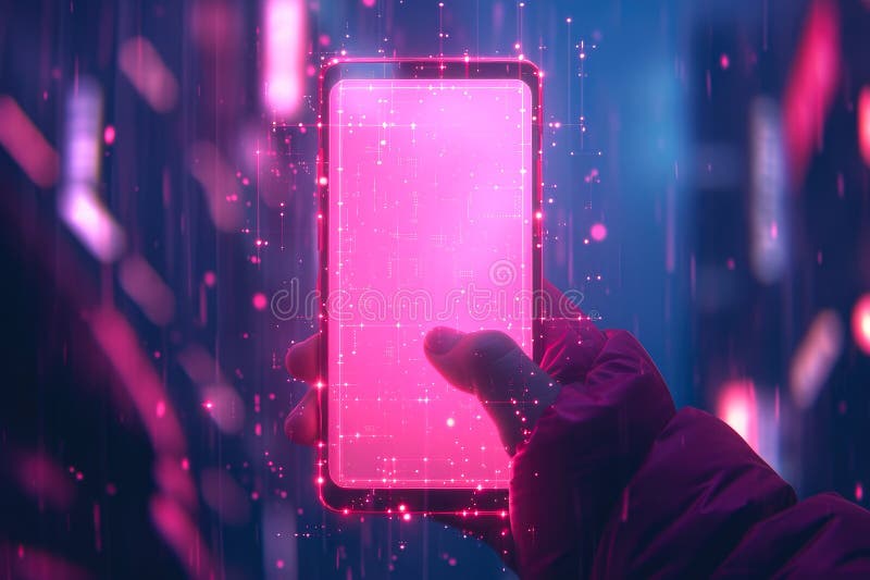 Tech Innovation Handheld Blockchain Visualization Stock Illustration Illustration Of