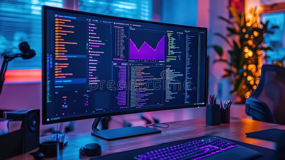 Tech Innovations Unveiled Programming Workspace Modern Office Digital ...