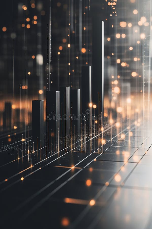 This Tech-inspired Background Features 3D Bar Graphs and Floating Data ...