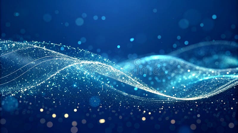 Tech-Inspired Blue Particle Wave Background with Light Effects Stock ...