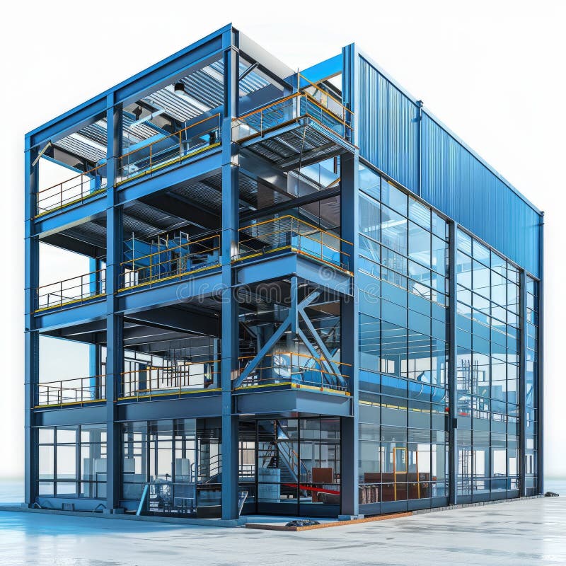 Tech-Inspired Building Design: Clean Lines in Blue. Stock Illustration ...