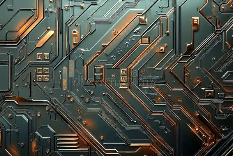 Tech-Inspired Geometric Circuit Board Pattern Design Stock Illustration ...