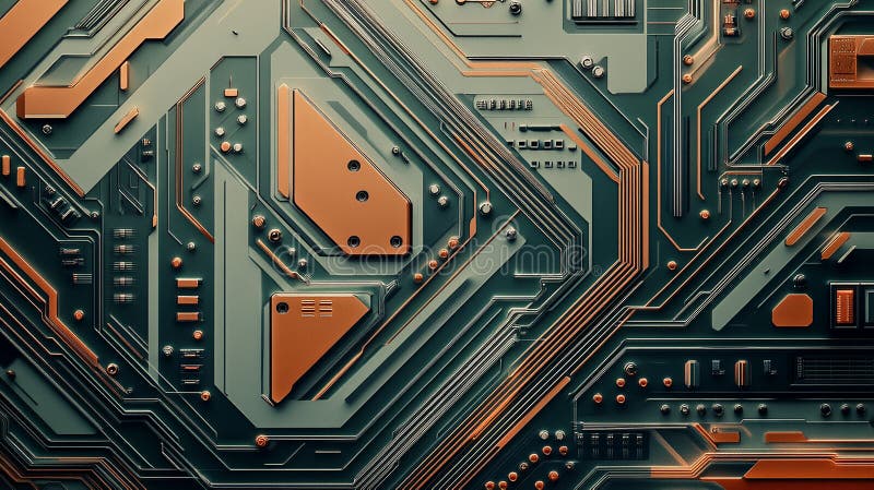 Tech-Inspired Geometric Circuit Board Pattern Design Stock Illustration ...