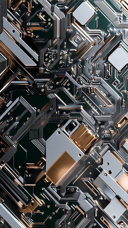 Tech-Inspired Geometric Circuit Board Pattern Design Stock Illustration ...