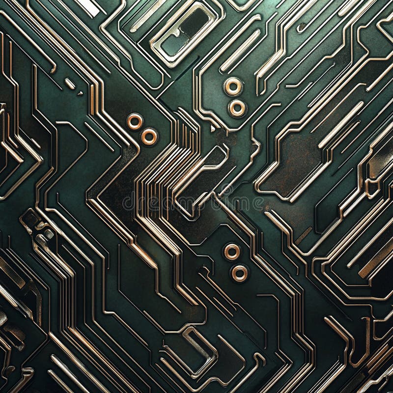 Tech-Inspired Geometric Circuit Board Pattern Design Stock Illustration ...