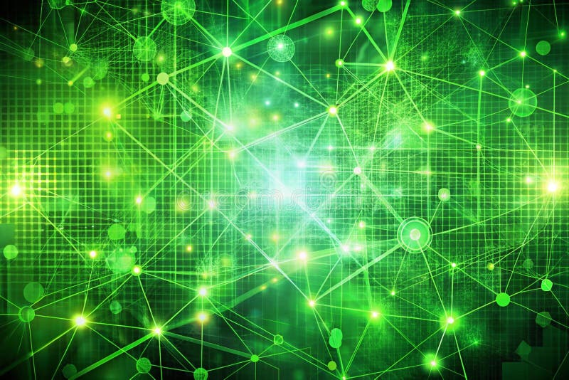 Vibrant Green Abstract Tech Pattern Background. the Design Consists of ...