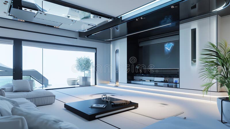 Tech Inspired Haven Room Interior. Generative Ai Stock Illustration ...