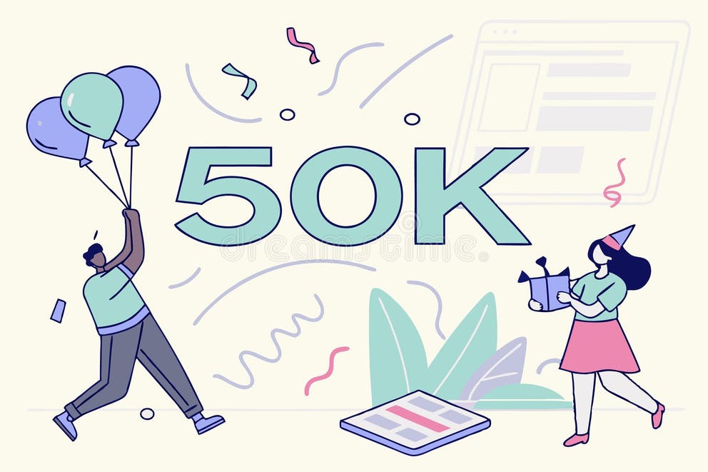 A Tech Inspired 50K Celebration with Dynamic Digital Elements, Balloons ...