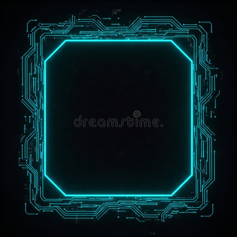 Tech-Inspired Neon Blue Frame Stock Illustration - Illustration of ...