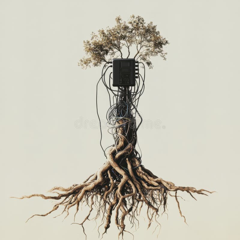 Tech-inspired Tree with Circuit Roots Stock Image - Image of conceptual ...