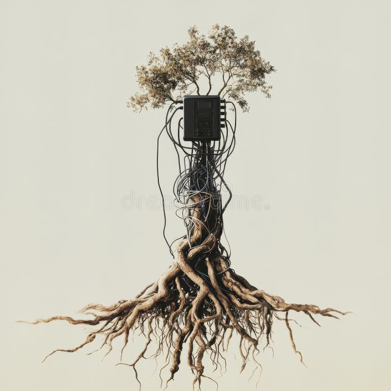 Tech-inspired Tree with Circuit Roots Stock Image - Image of conceptual ...