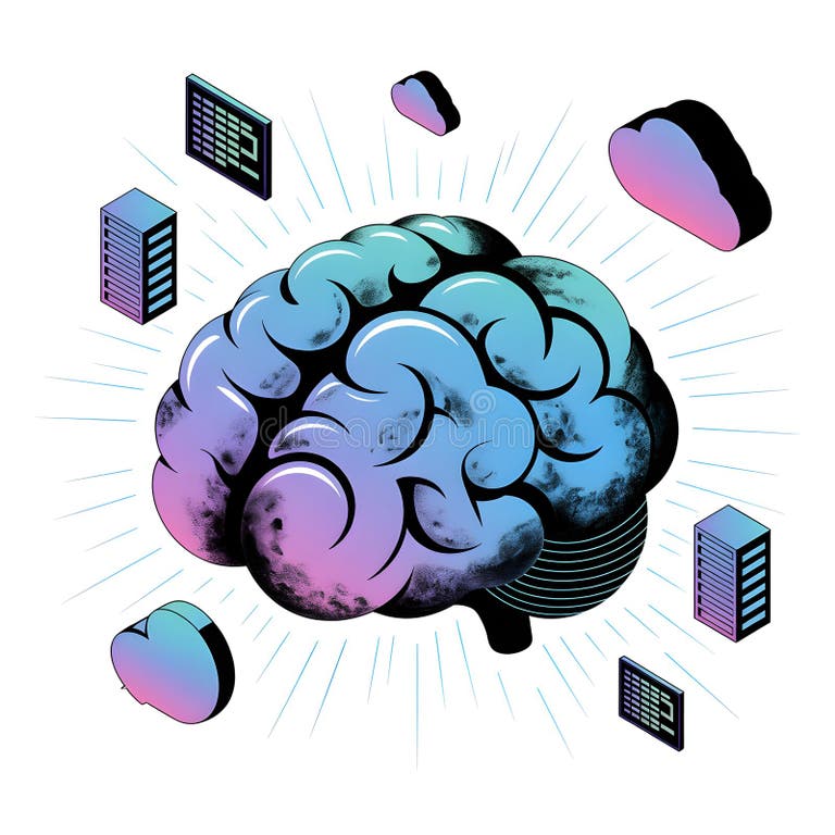 Tech Isometric Illustration, Cloud Coding, Adorable, Dark, Disney Pixar, Contour, Vector, White ...