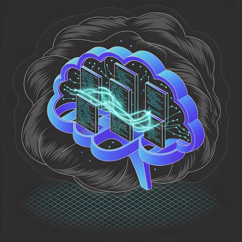 Tech Isometric Illustration, Cloud Coding, Adorable, Dark, Disney Pixar ...