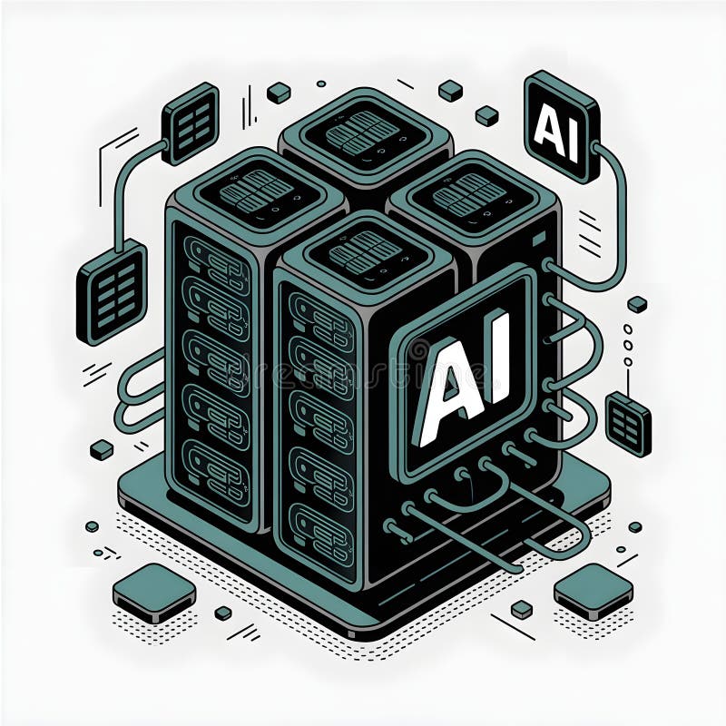 Tech Isometric Illustration, Cloud Coding, Adorable, Dark, Disney Pixar, Contour, Vector, White ...