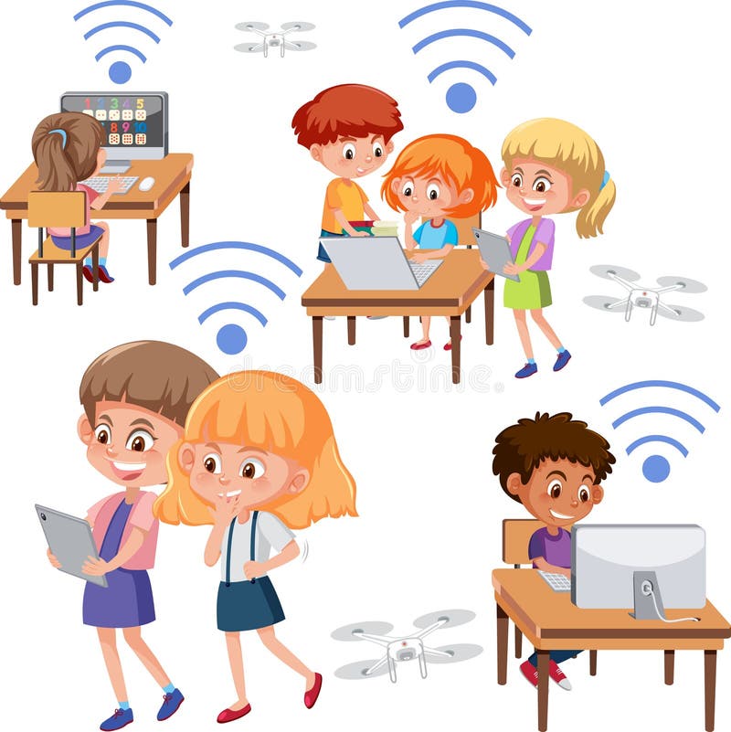 Tech Kids stock vector. Illustration of children, race - 5821574