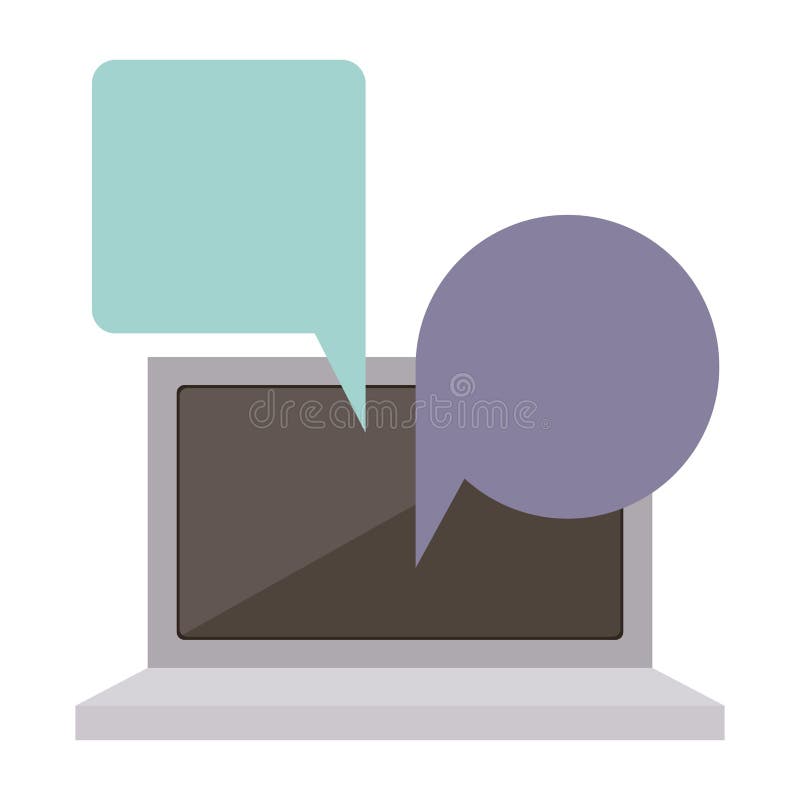 Tech Laptop Screen with Keyboard with Dialogue Callout Box Stock ...