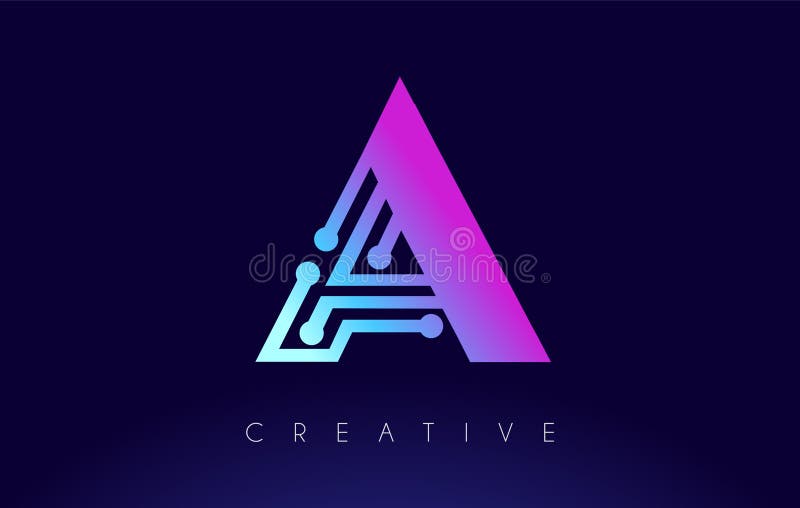 A Tech Letter Logo Concept with Connected Technology Dots Stock Vector ...