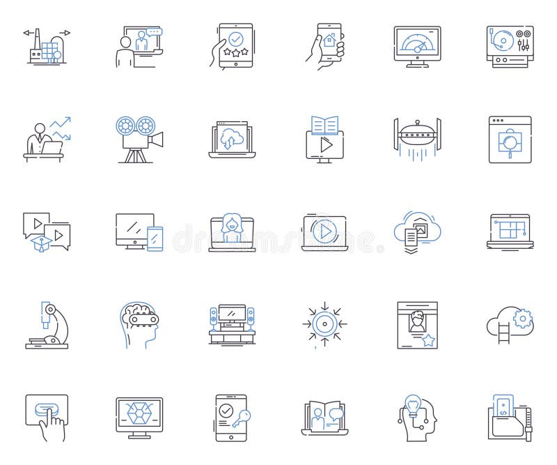 Tech Line Icons Collection Cybersecurity Innovation Artificial Intelligence Automation