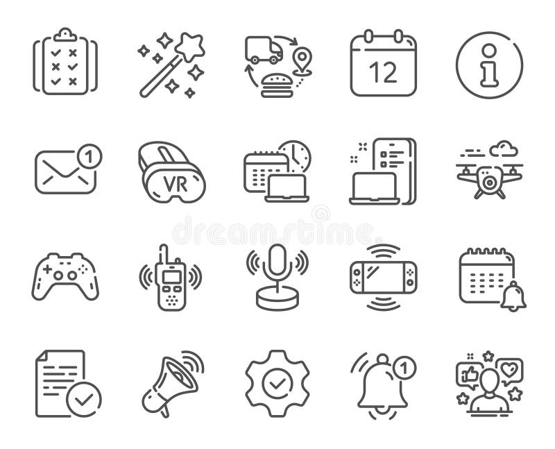 Tech Line Icons. Game Console, Joystick Gamepad and Quiz Report Set ... Tech Line Icons. Game Console, Joystick Gamepad and Quiz Report Set ...
