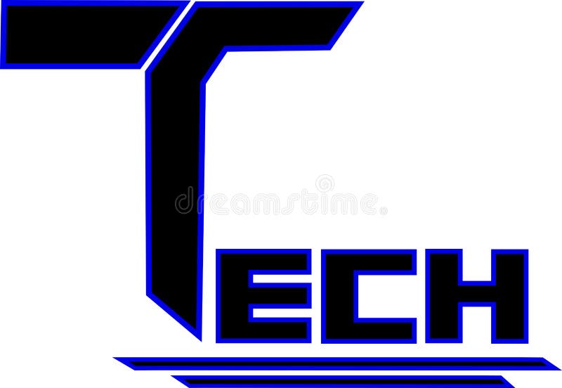 Tech Logo Black and Blue Color Stock Illustration - Illustration of ...