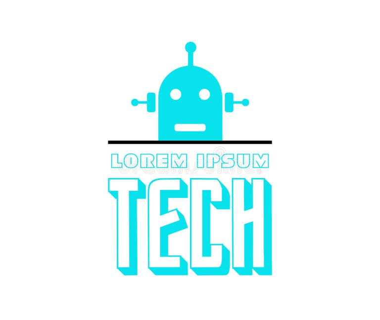 Tech Logo Design with Cyber Robot Stock Vector - Illustration of icon ...