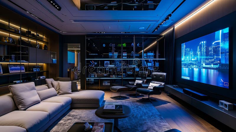 Tech Lounge Room Interior Concept Stock Illustration - Illustration of ...