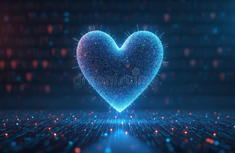 Tech Love Concept Using Binary Code To Craft a Heart. AI Communicates ...