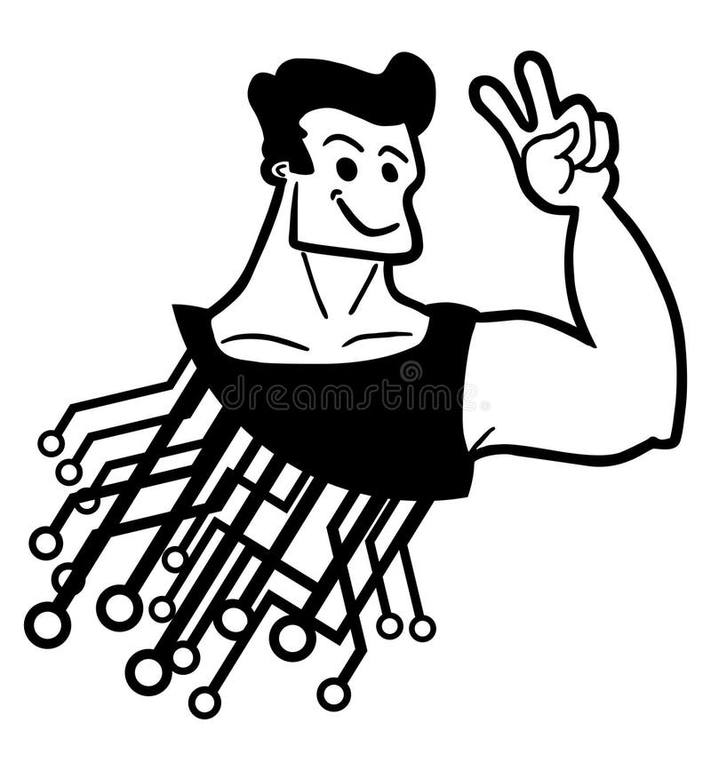 Tech man stock vector. Illustration of hand, design, research - 41030200