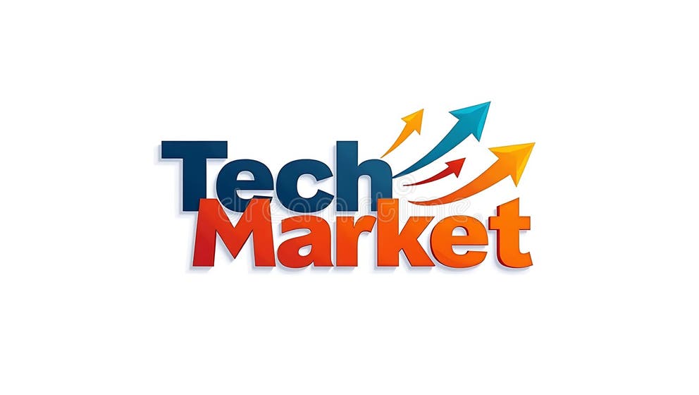 Tech Market Logo Showcasing Dynamic Arrows and Modern Typography on a ...