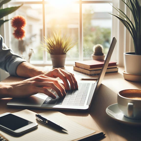 Tech Mastery: Hand Skillfully Managing Laptop Functions. Stock ...