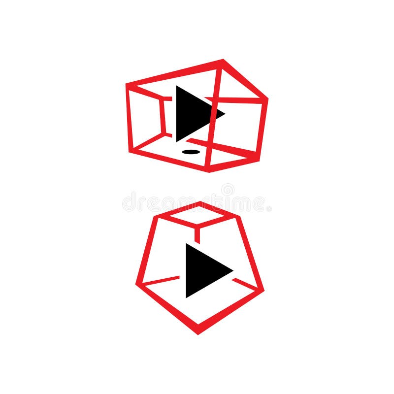 Tech Media Box Play Button Logo Design Icon Vector Illustration Stock ...