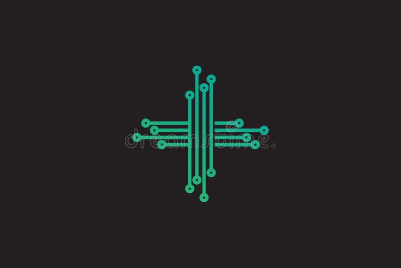 Tech Medical Logo with Line Style, Plus Shaped Stock Vector ...