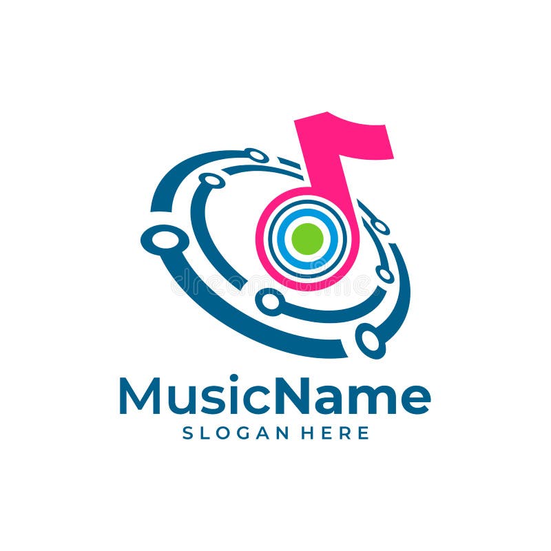 Tech Music Logo Vector. Circuit Music Logo Design Template Stock ...