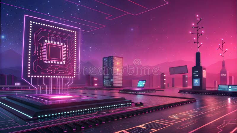 Tech Noir Illustration: a Futuristic Abstract Design Background Stock ...