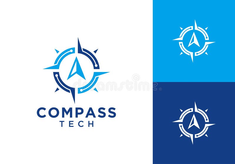 Tech North Compass Logo Design Concept Stock Vector - Illustration of ...