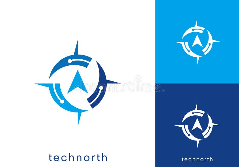 Tech North Compass Logo Design Concept Stock Vector - Illustration of ...