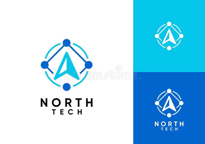 Tech North Compass Logo Design Concept Stock Vector - Illustration of ...
