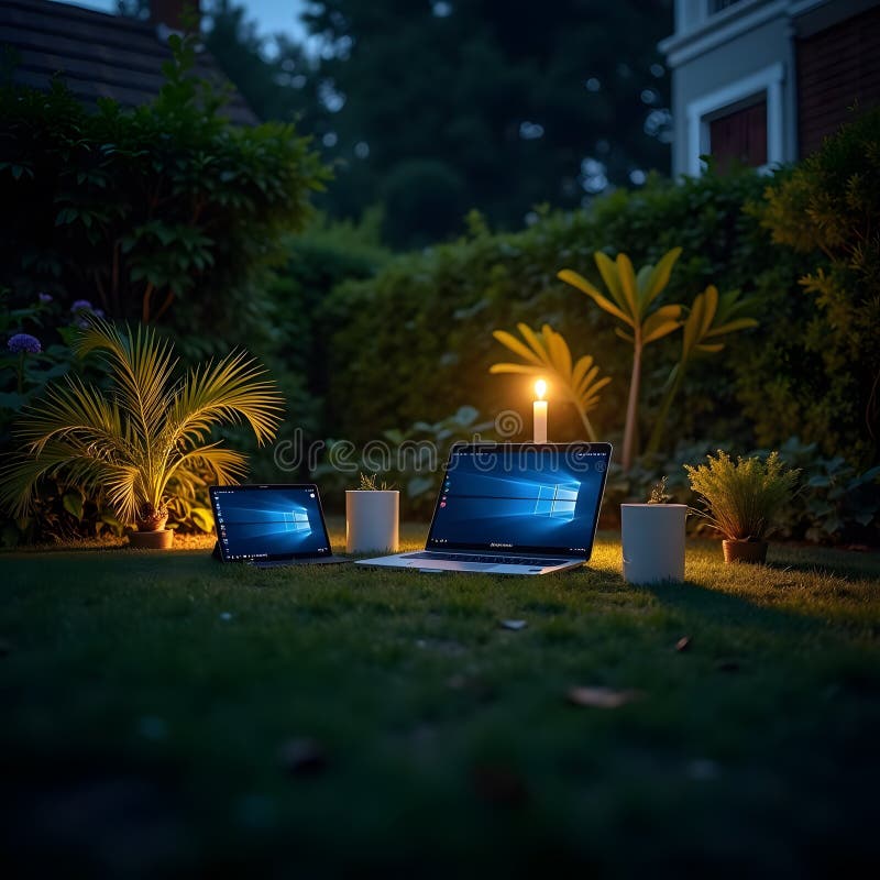 Tech Oasis Garden of Innovation Under Artificial Glow Stock ...