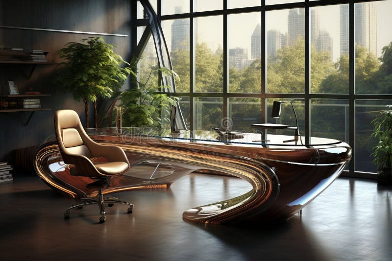 Tech-Oriented Home Office with Glass-Top Desk - AI Generated Stock ...