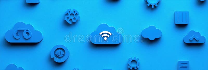 Tech Pictogram Stickers Showcasing Various Icons on a Blue Background ...
