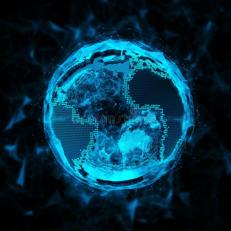 Tech Planet Earth 3d Rendering 3d Illustration Stock Illustration ...