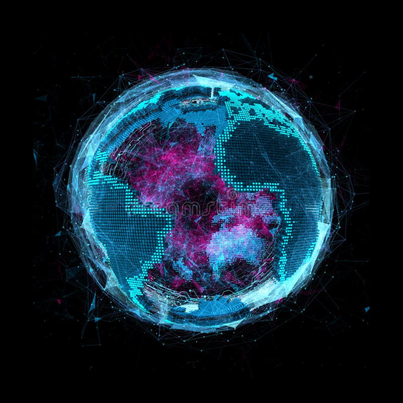 Tech Planet Earth 3d Rendering 3d Illustration Stock Illustration ...