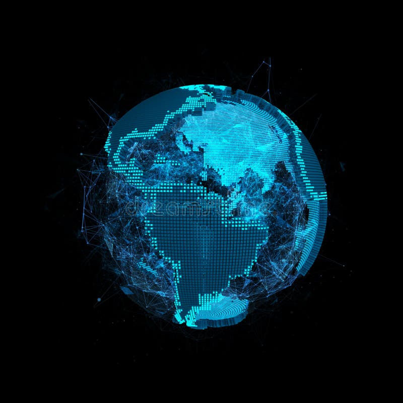 Tech planet Earth stock illustration. Illustration of blue - 103889611